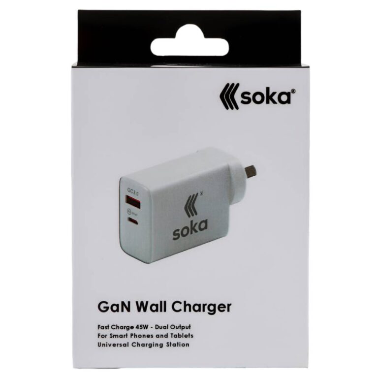 Buy Soka 45W Gan3 Fast Wall Charger Adapter [USB C + USB A] - White ...